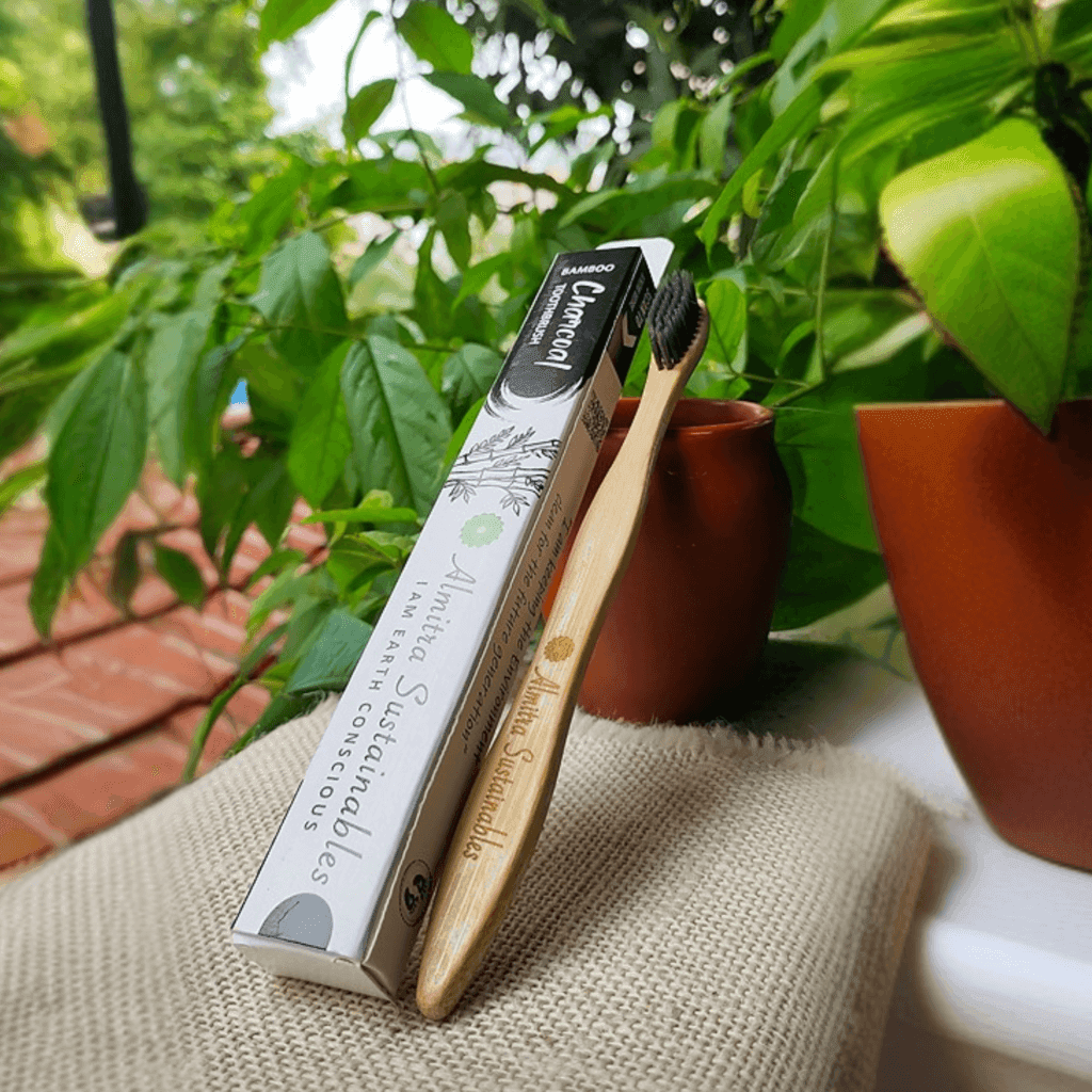 Almitra Sustainables Bamboo Toothbrush – Charcoal (Pack of 2) - Estalmia